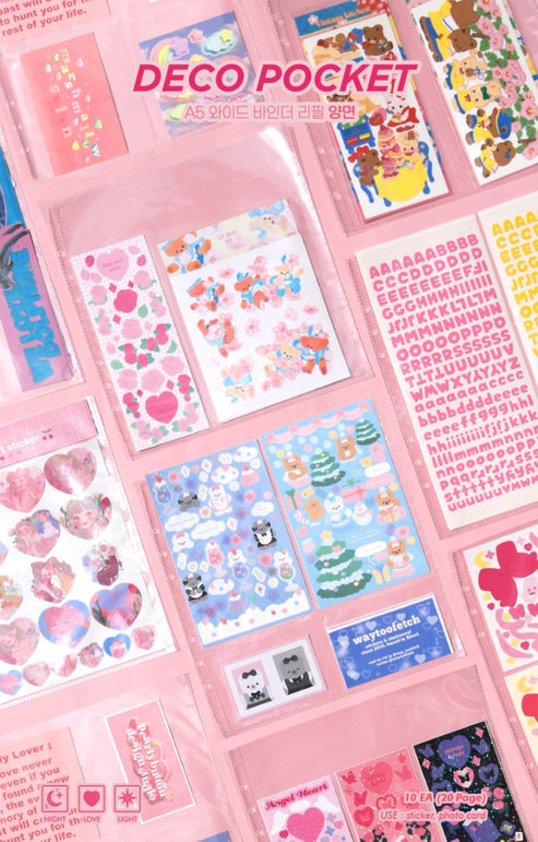 A5 Wide Sticker Refill Inserts | 10 Sheets for 6-Ring Deco Binder ...